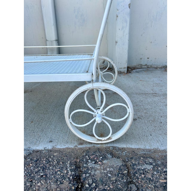 Vintage Wrought Iron White Bar Cart Attributed to Woodward Briarwood ...