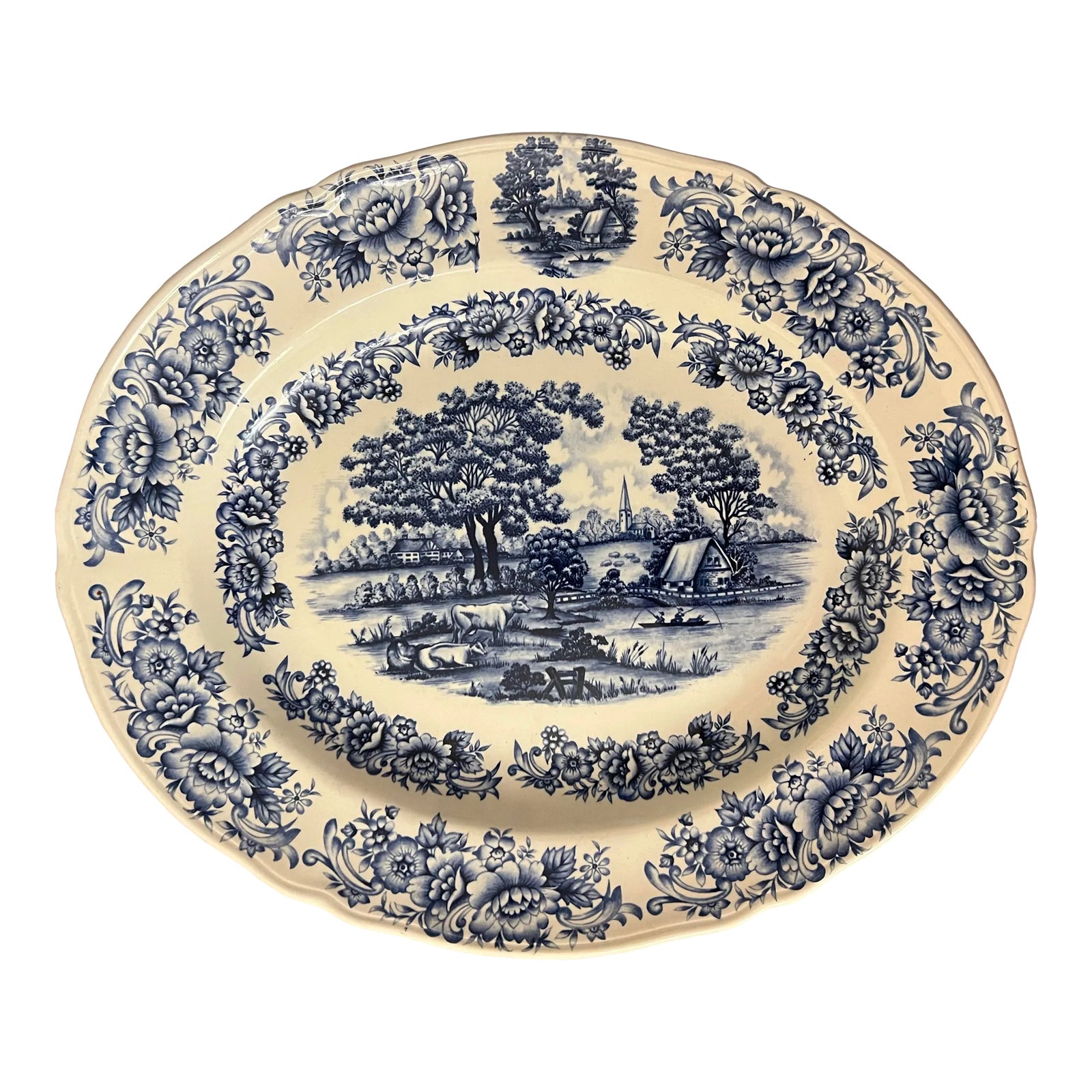 1980s Vintage Blue Farmhouse Style Platter by Myott Staffordshire ...