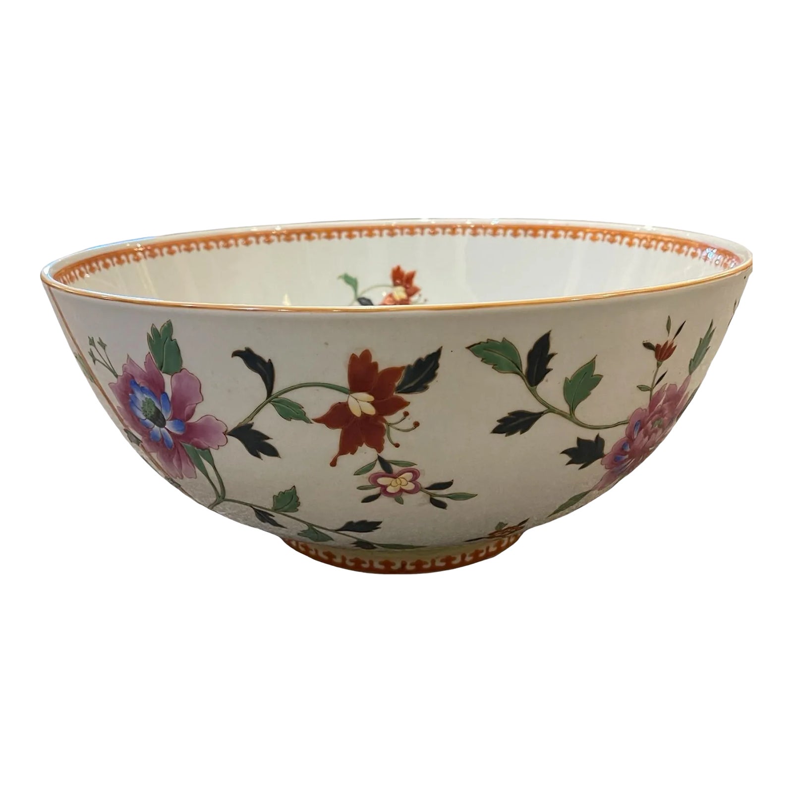 Large Floral Decorative Bowl | Chairish