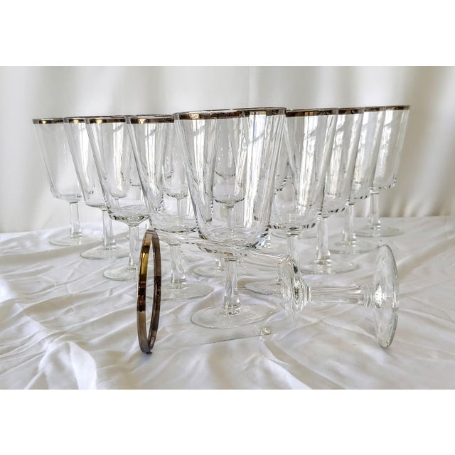 Vintage Silver Rim French Parisienne Water or Wine Glasses, Set of 16 ...