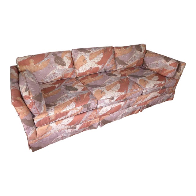 1960s Bernhardt Flair Fall Fowl Sofa Vintage Batik Birds Couch | Chairish