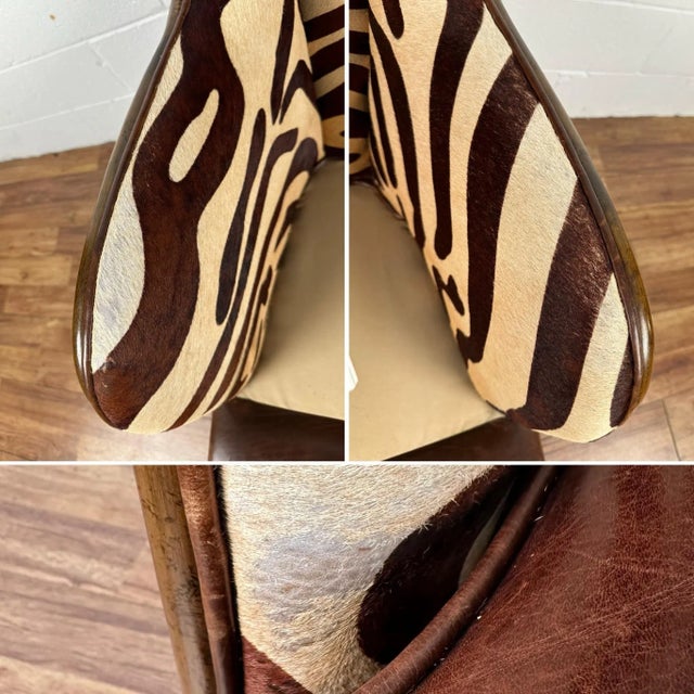 Maitland - Smith Wingback Cowhide Zebra Print Leather Lounge Chair ...