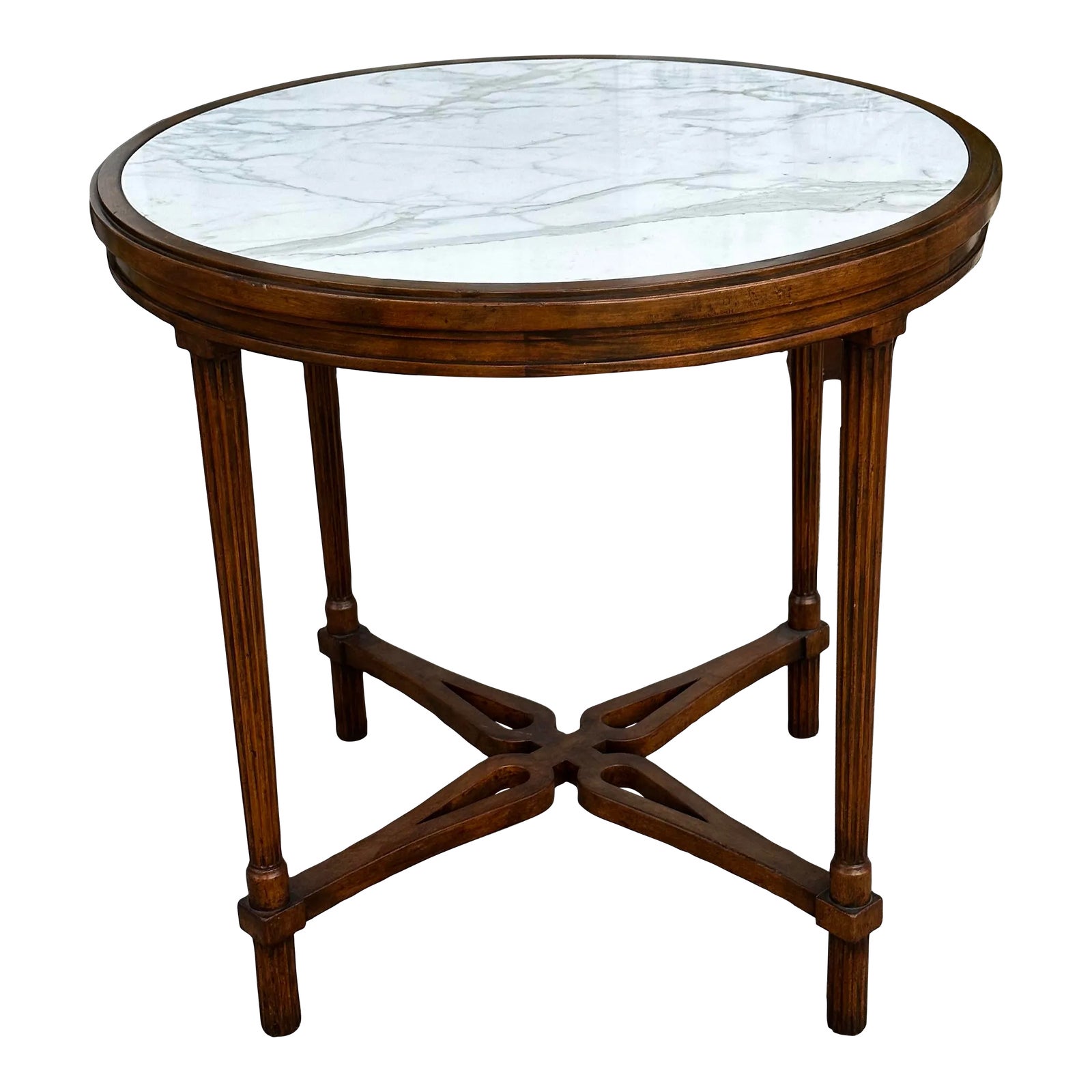 Carved Italian Mahogany Table With Calcutta Marble Top by Randy Esada ...
