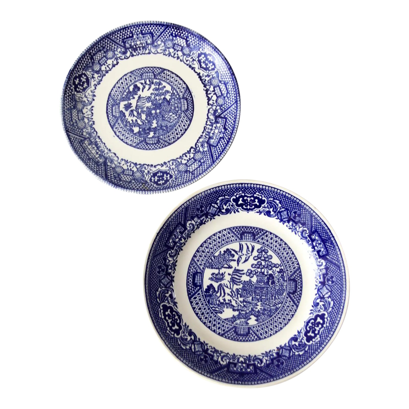 Vintage Royal China Ohio Blue Ware Plate Pair | Chairish