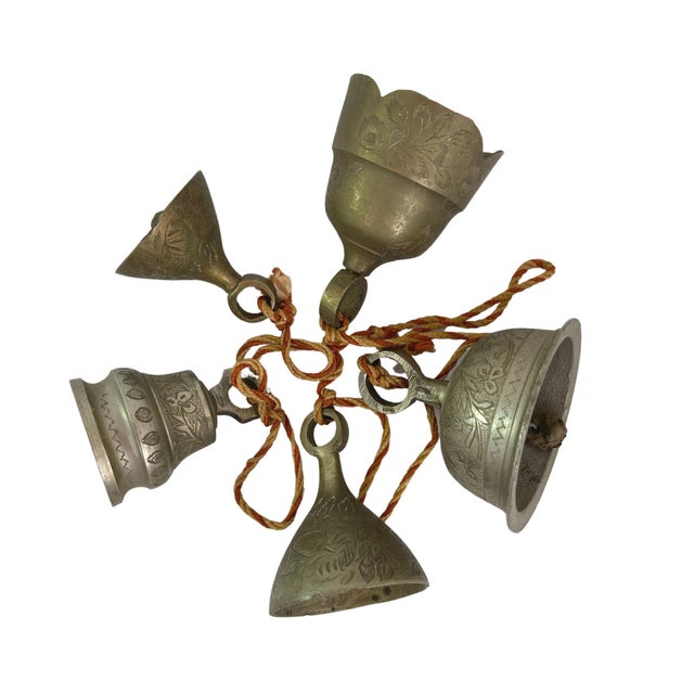 Mid-Century Brass Camel Bells on Rope | Chairish