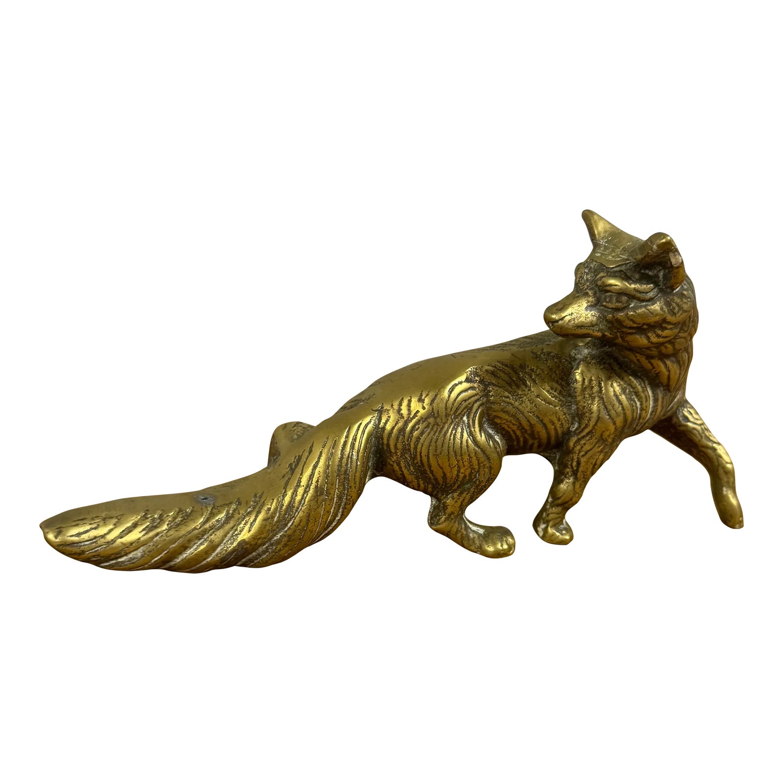 Vintage English Brass Fox | Chairish