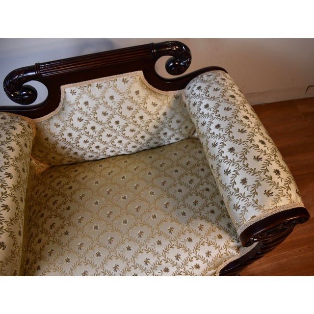 1900 Antique Empire Carved Mahogany Spring-Seat Chair / New Upholstery ...