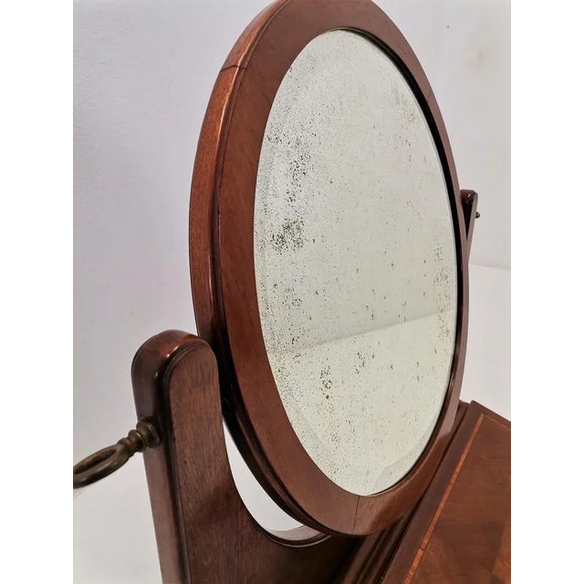 Vintage Round Table Mirror with Drawer, 1950s | Chairish
