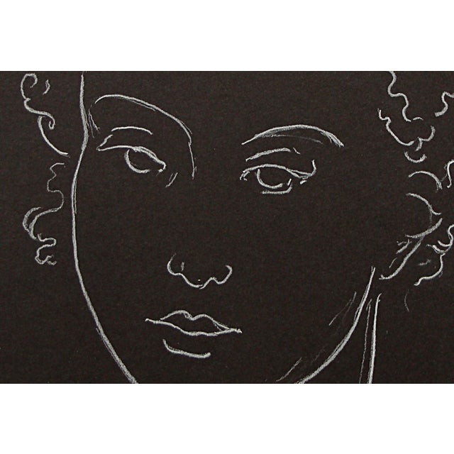 "Woman in Pearls" Contemporary White Charcoal Drawing by Sarah Myers ...