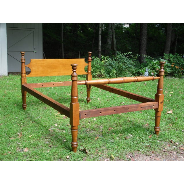 Antique Primitive Solid Chestnut Full Double Rope Bed Tulip Finials ...