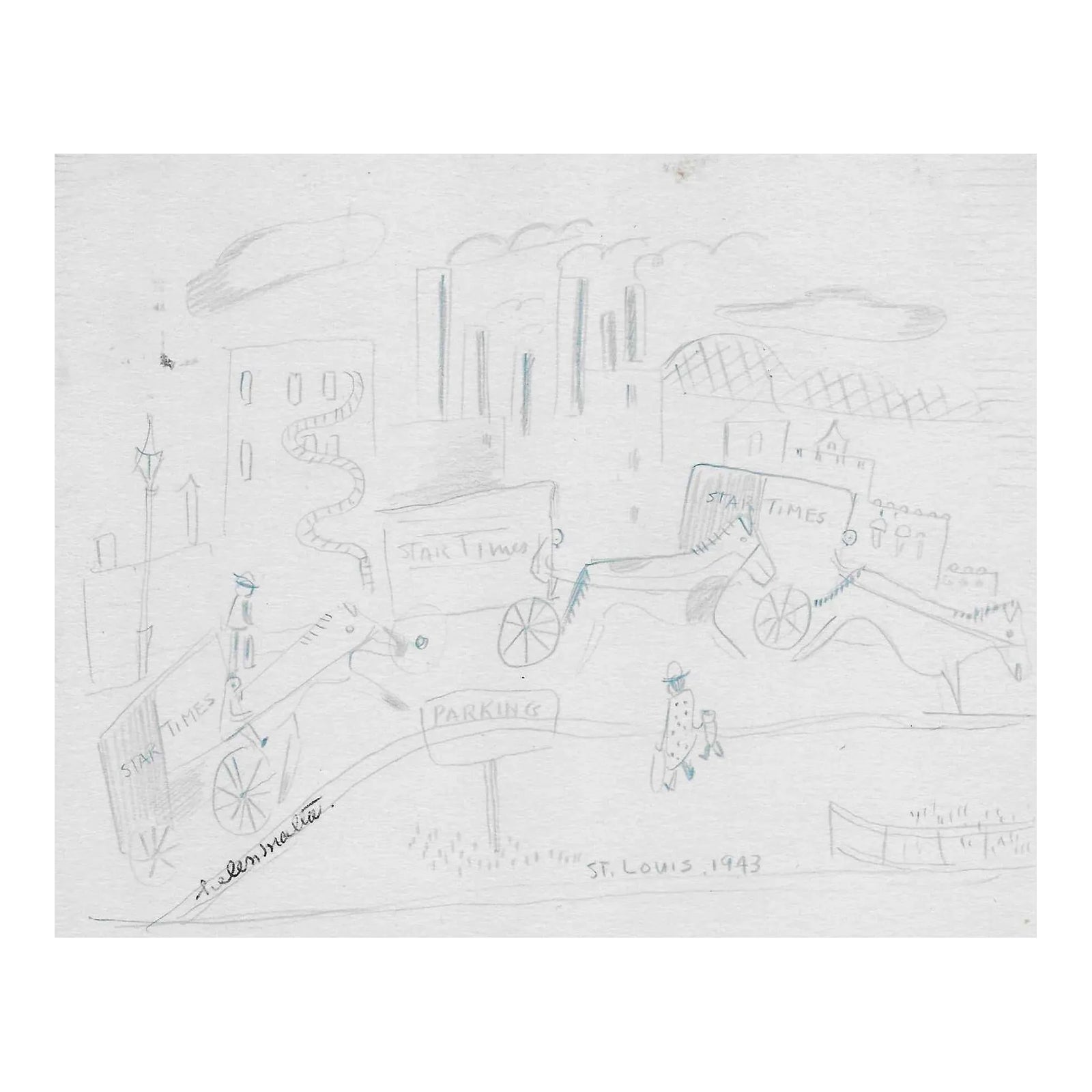 1943 Helen Malta St. Louis Drawing | Chairish