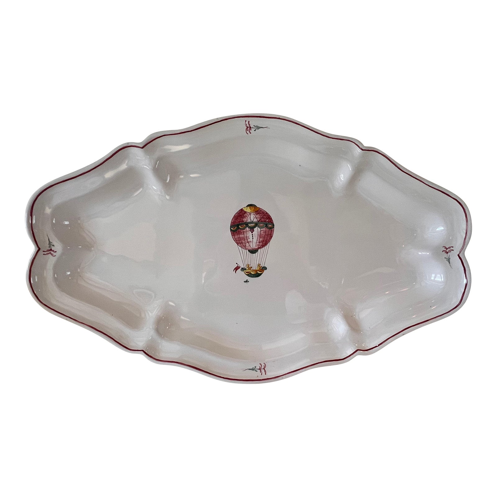 1990s French Country Pierre Deux Hot Air Balloon Handpainted Platter by ...