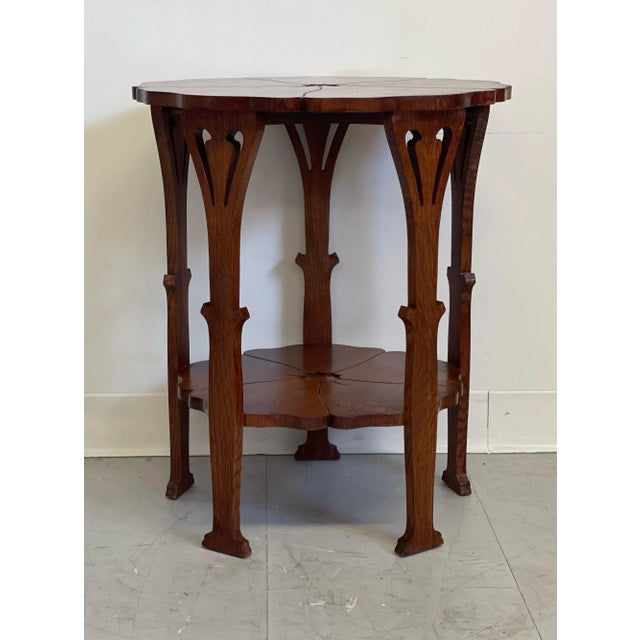 Early 1900s Antique Gustav Stickley Poppy Table With Floral Motif Tables