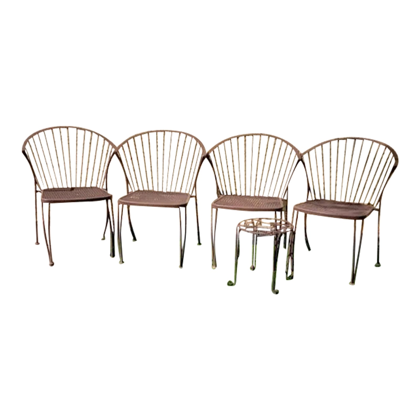 Carolina Forge Cast Iron Chairs Plus Plant Stand, Set of 5 | Chairish