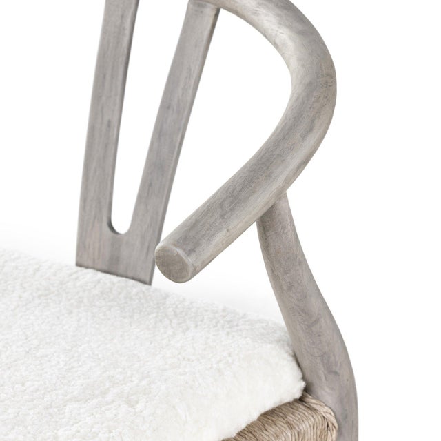 Muestra Dining Chair W/ Cushion - Cream Shorn Sheepskin, Weathered Grey ...
