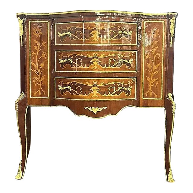 French Rococo Style Commode With 3 Drawers and Gold Details | Chairish