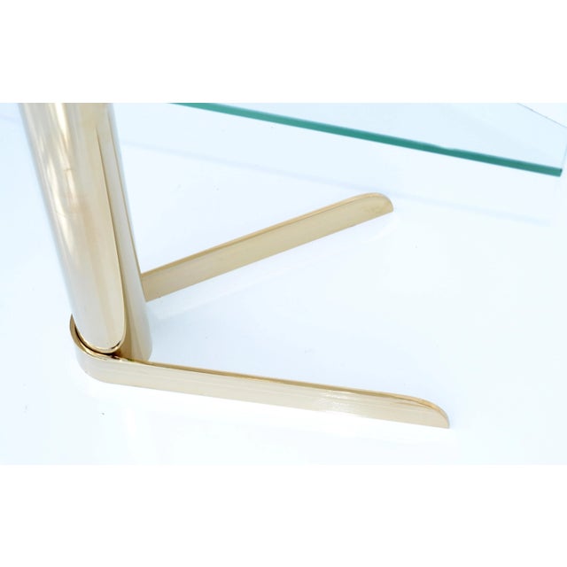 Pair, Karl Springer Style Mid-Century Modern Brass & Glass Drink Side ...