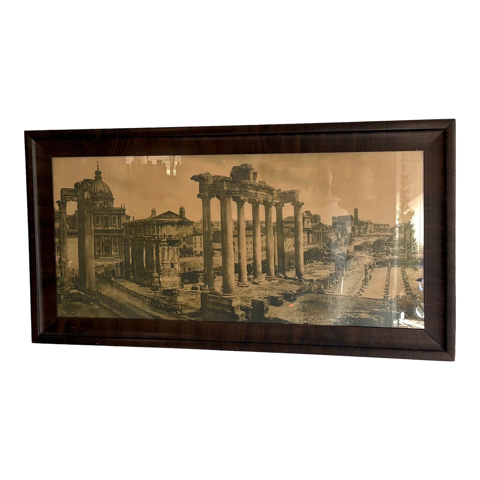 Sepia Ancient Ruins Photograph in Exotic Wood Frame | Chairish