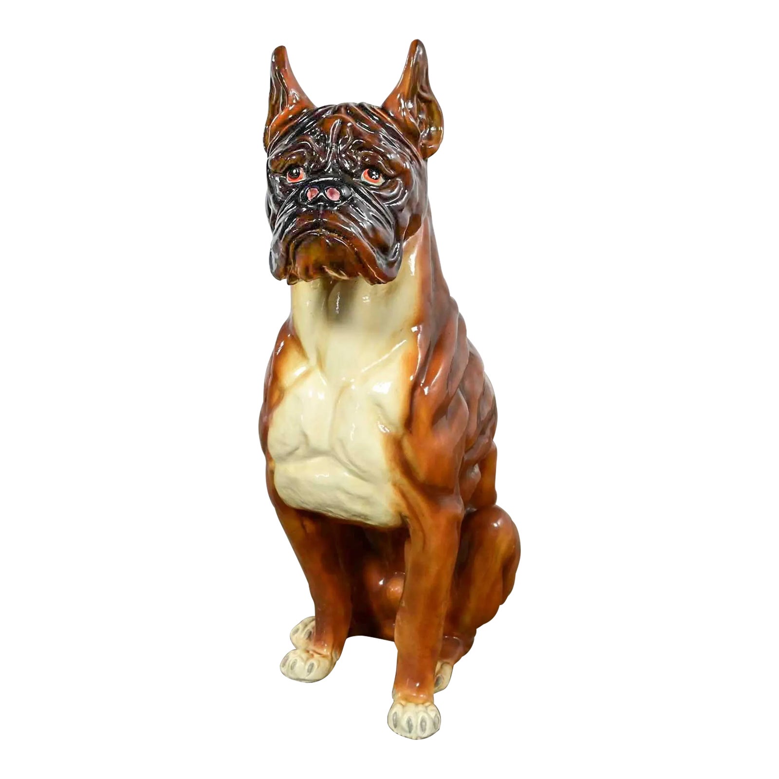 1970’s Large Scale Molded Resin Boxer Dog Statue / Sculpture Style ...