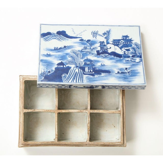 Chinese Export Blue and White Porcelain Box | Chairish