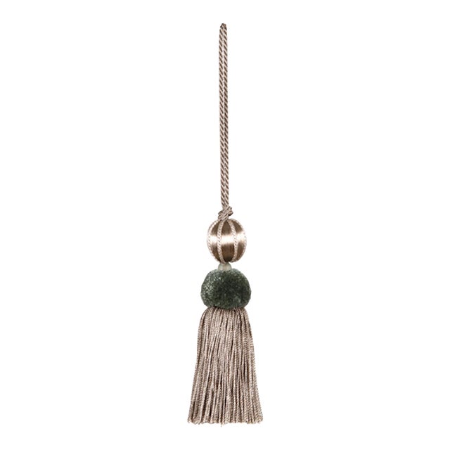 Sage & Taupe Beaded Key Tassel - 4.5" | Chairish