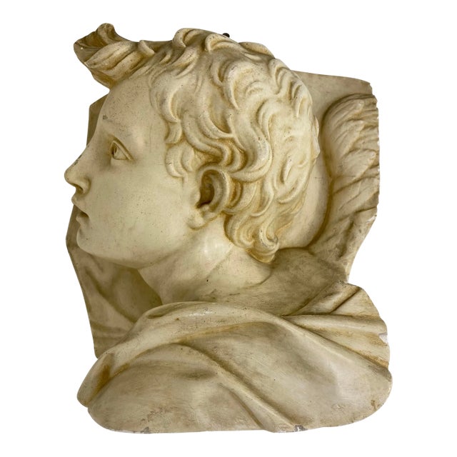Mid-Century Italian Plaster Freeze of a Young Angel | Chairish