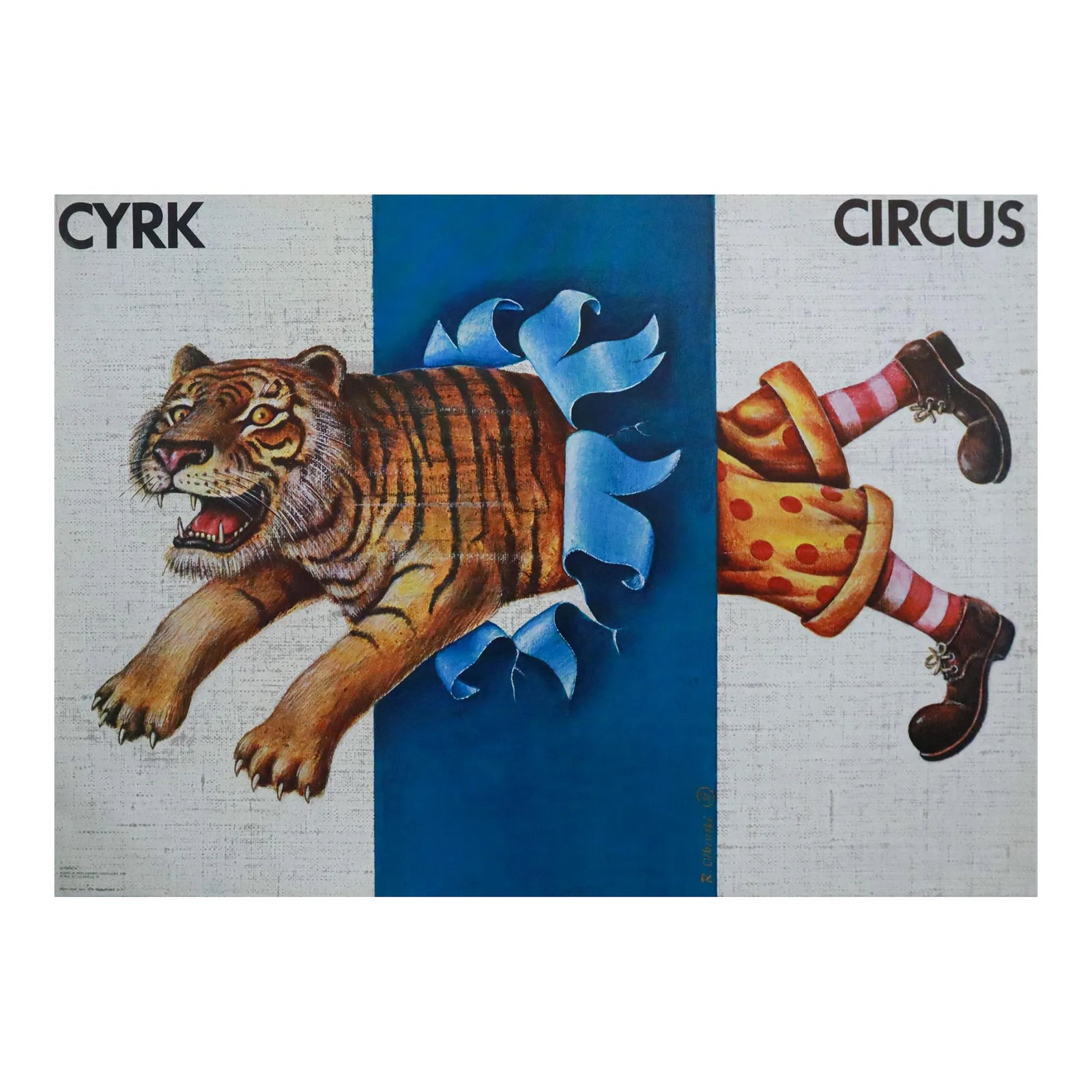 1980 Polish Circus Poster, Cyrk (Half Tiger, Half Clown) - Olbinski ...