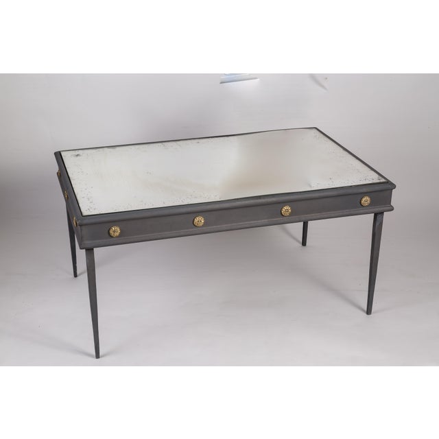 Zinc Finish and Brass Medallion Coffee Table | Chairish