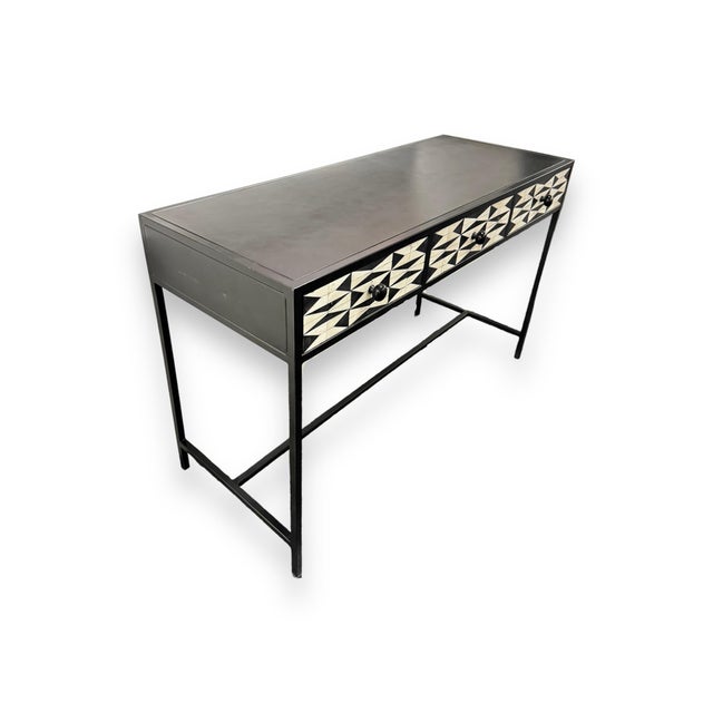 1990s Metal Black & White Desk With 3 Drawers | Chairish