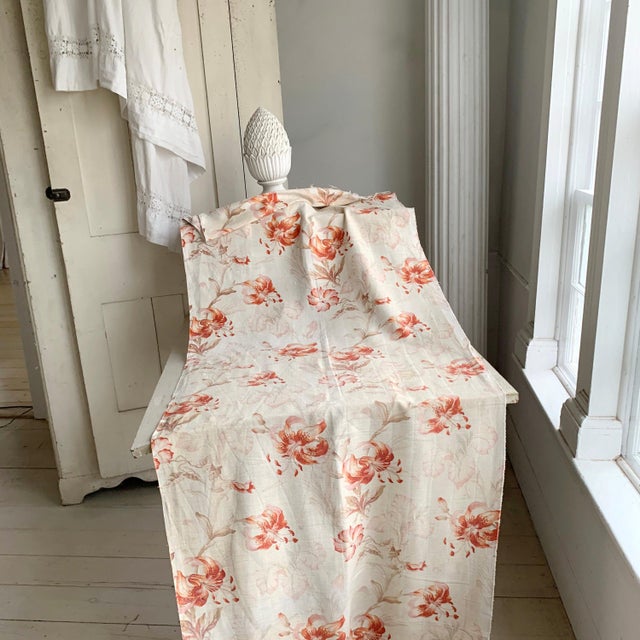French Cretonne Floral Printed Botanical Fabric | Chairish
