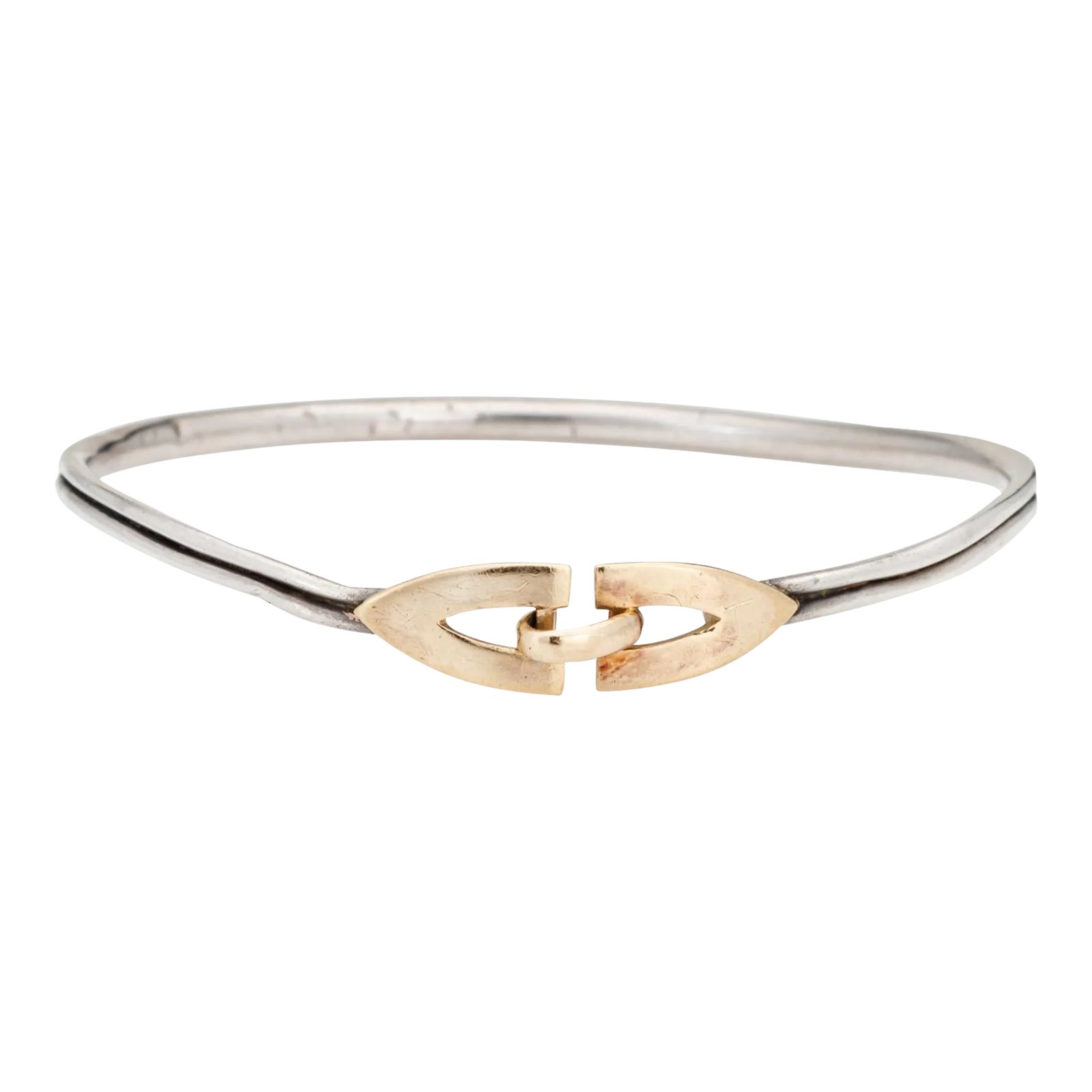 1970s Vintage Cartier Bangle Bracelet Sterling Silver 18k Yellow Gold ...
