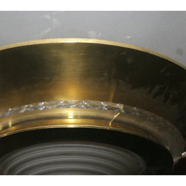 1950s Vintage Etched Glass Disk Light | Chairish