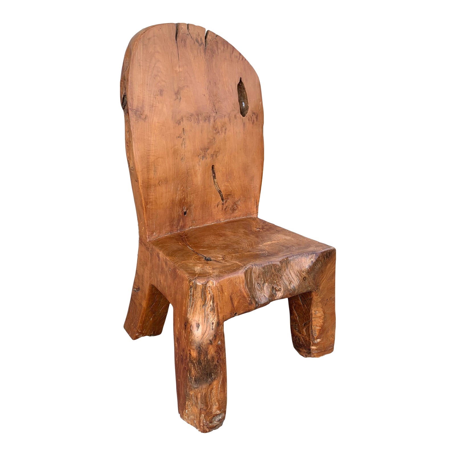 Contemporary Organic Burl Wood Chair | Chairish