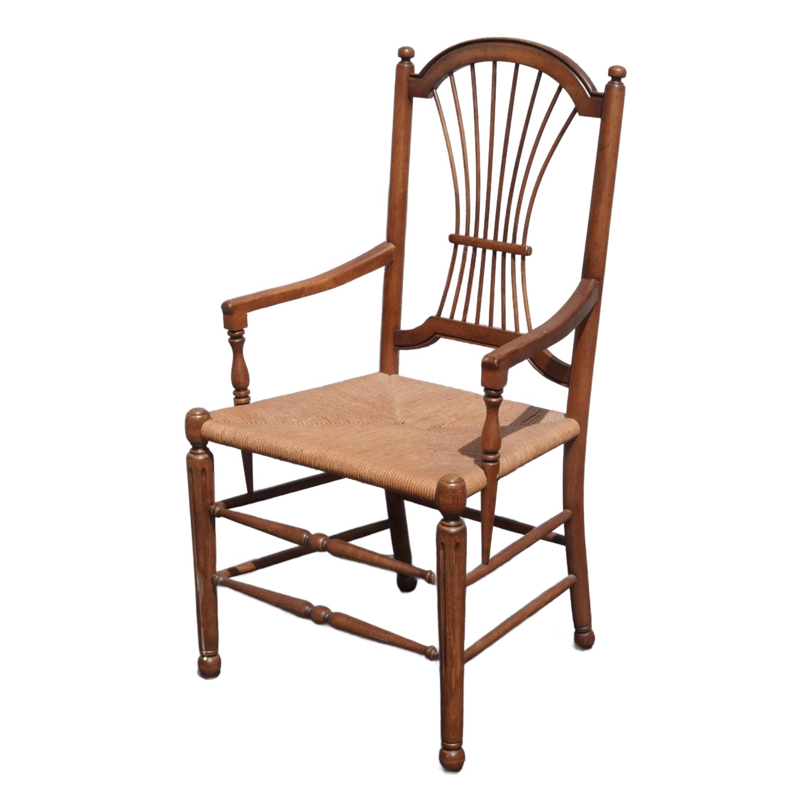 Unique Vintage French Country Oak Rush Seat Arm Chair W Unique Arm ...