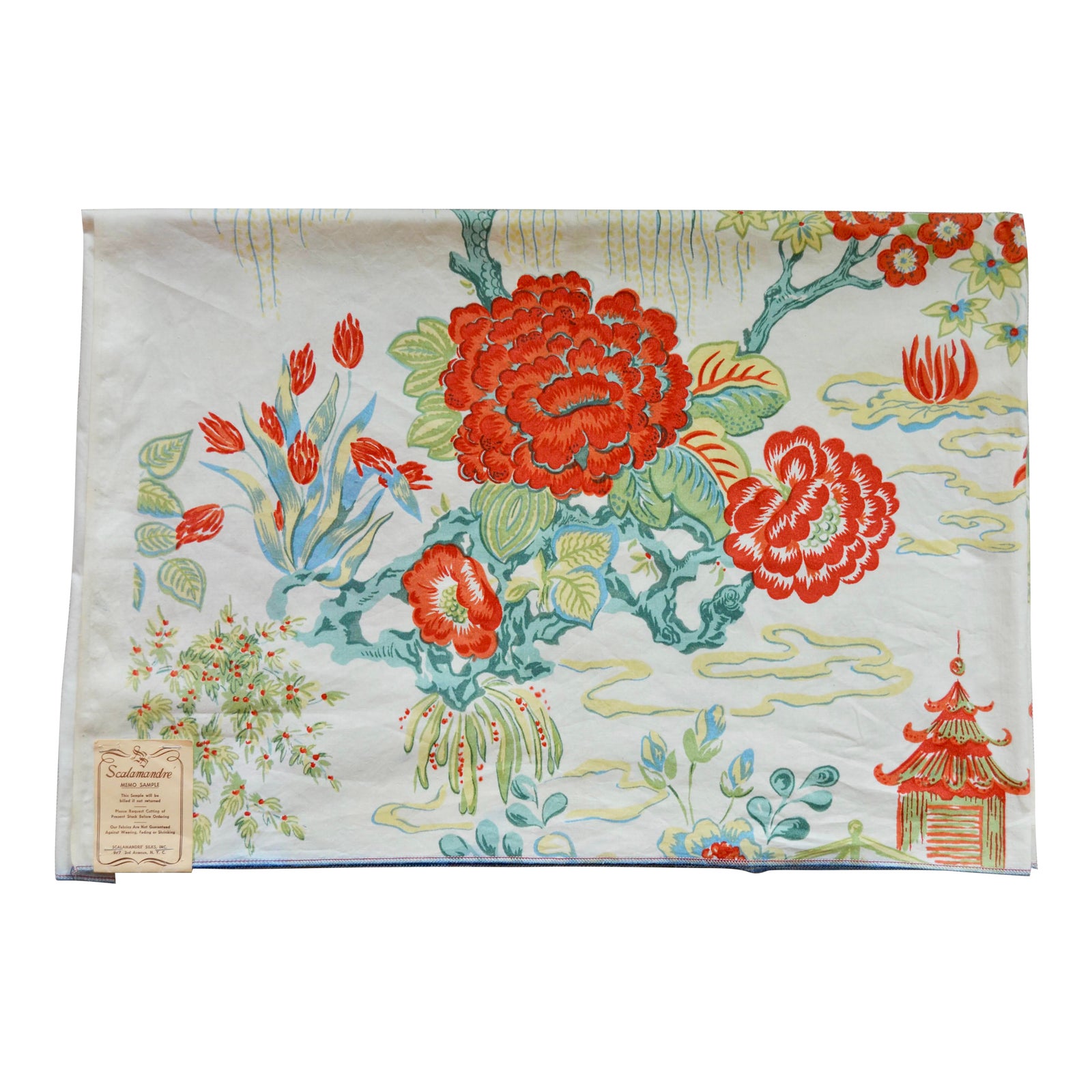 Mid-Century Scalamandre Chinoiserie Fabric Sample - | Chairish