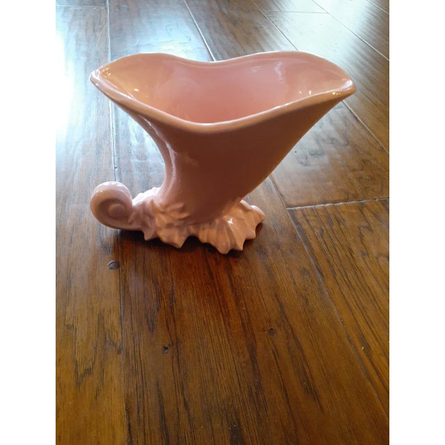 1950s McCoy Usa Pink Ceramic Cornucopia Vase | Chairish