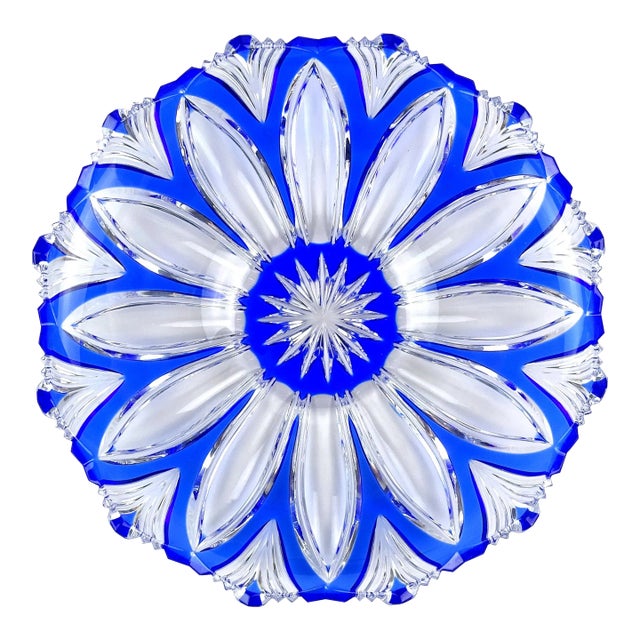 Bohemian Czech Republic Caesar Blue Crystal Clear Decorative Flower ...