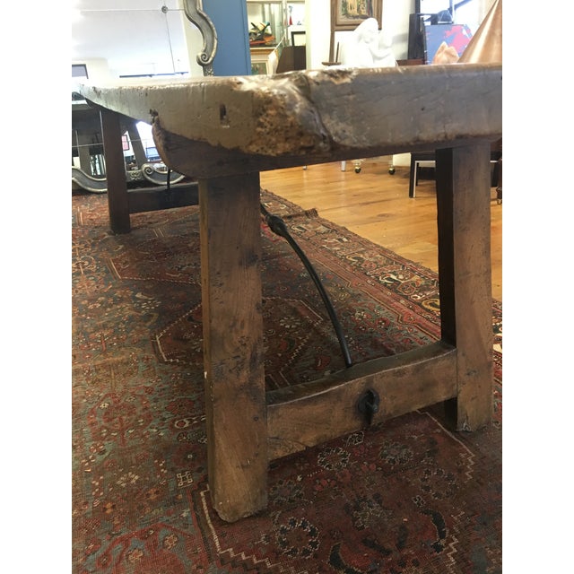 Rustic Refectory Table With Scroll Metal Iron Details & Accents | Chairish