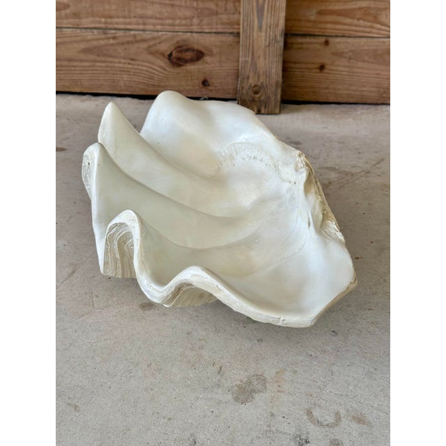 Vintage Coastal Cast Resin Sculptural Clam Shell Decorative Bowl | Chairish