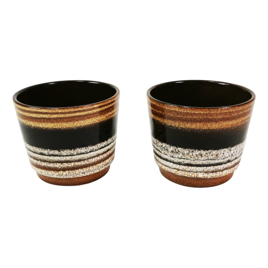Ceramic Flower Pots with Covers from Scheurich Keramik, Germany, 1960s ...