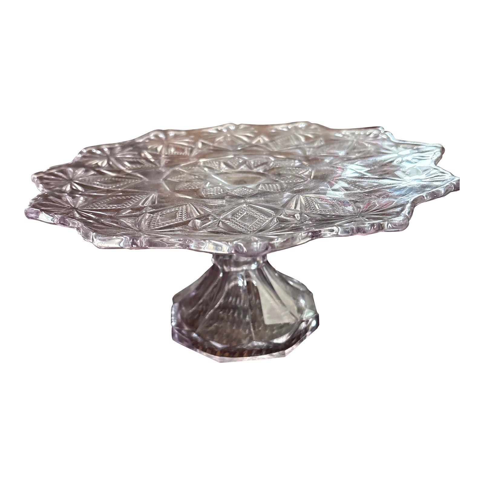 Sun Purple Cake Pedestal in the Shoshone Pattern Circa 1896 | Chairish