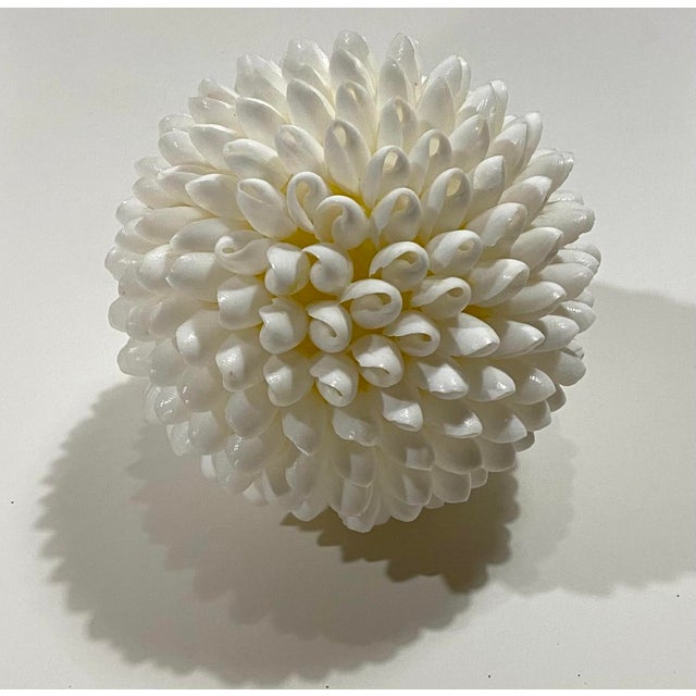 Vintage White Sea Shell Decorative Ball | Chairish