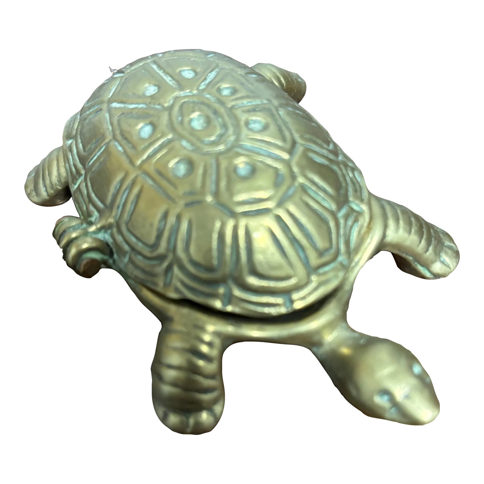 Vintage English Brass Turtle Trinket Box With Hinged Lid | Chairish