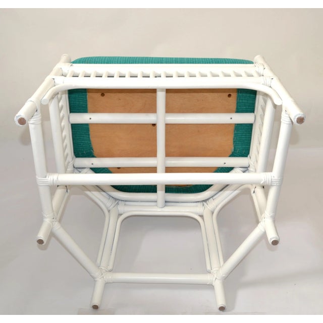 1970 Vintage Brighton Chinoiserie Rattan White Bamboo Caning Split Reed Armchair | Chairish