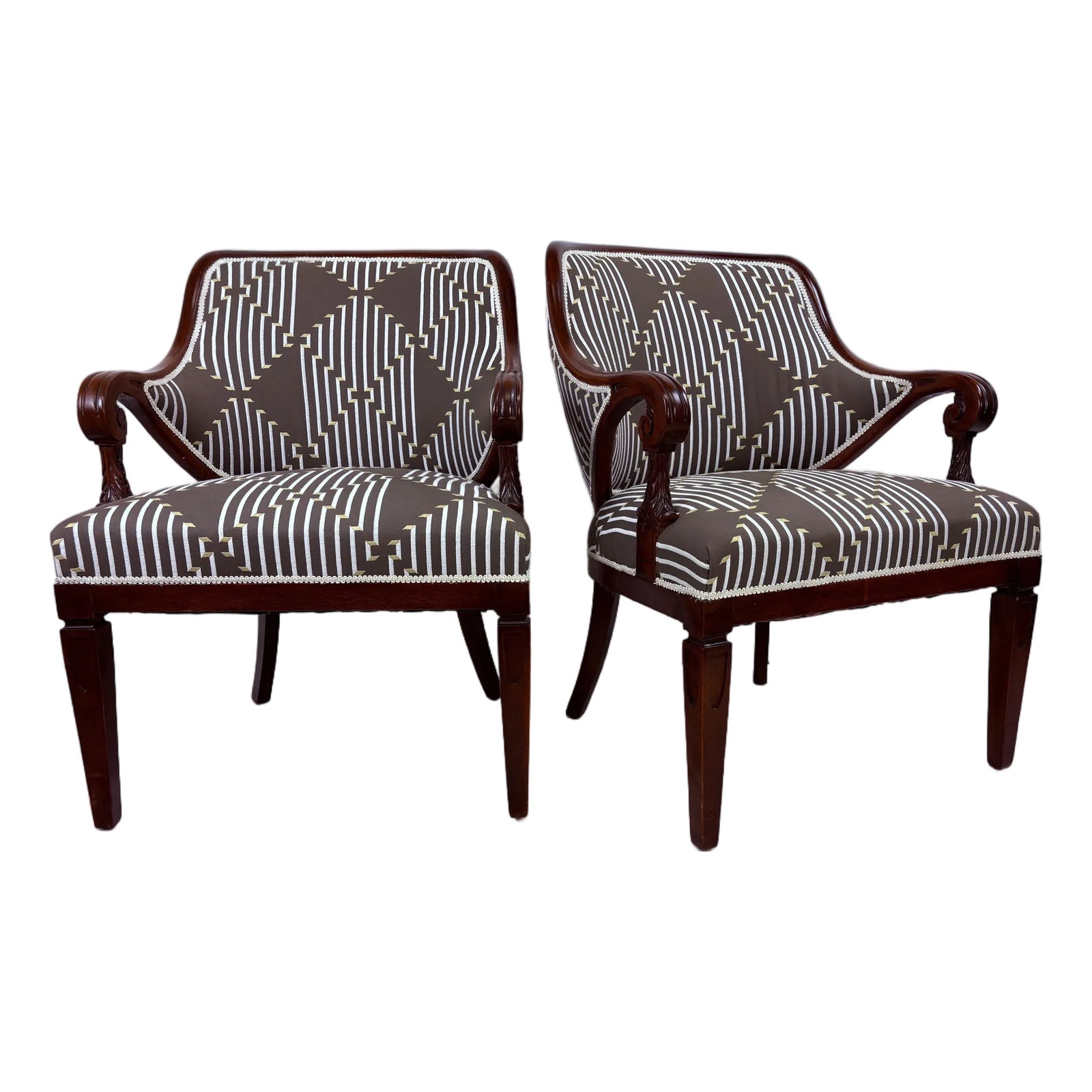 Early 20th Century Hand Carved Walnut Newly Upholstered, Regency Side ...