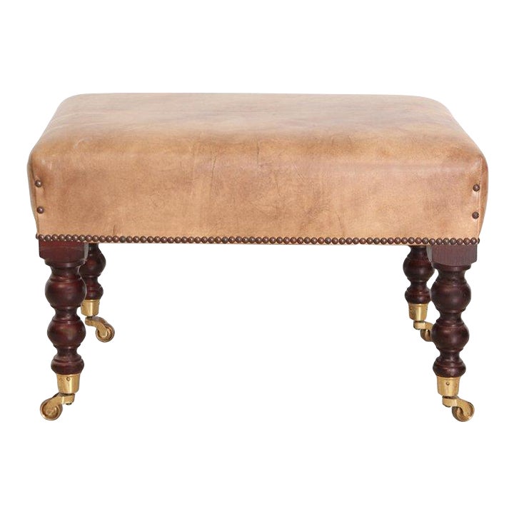 Vintage George Smith Leather Footstool With Nailheads and Talbots Circa ...