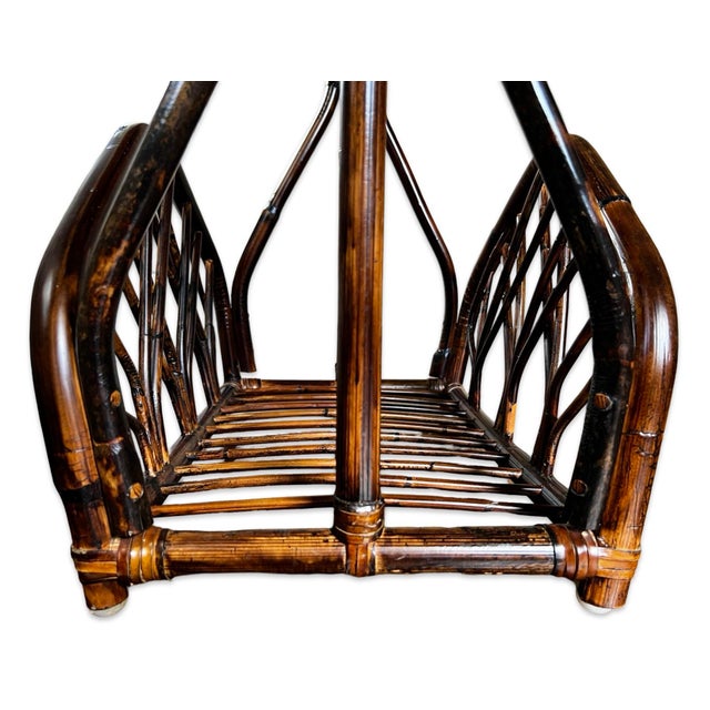 Mid 20th Century Vintage Faux Bamboo Cane Side Table & Magazine Rack ...