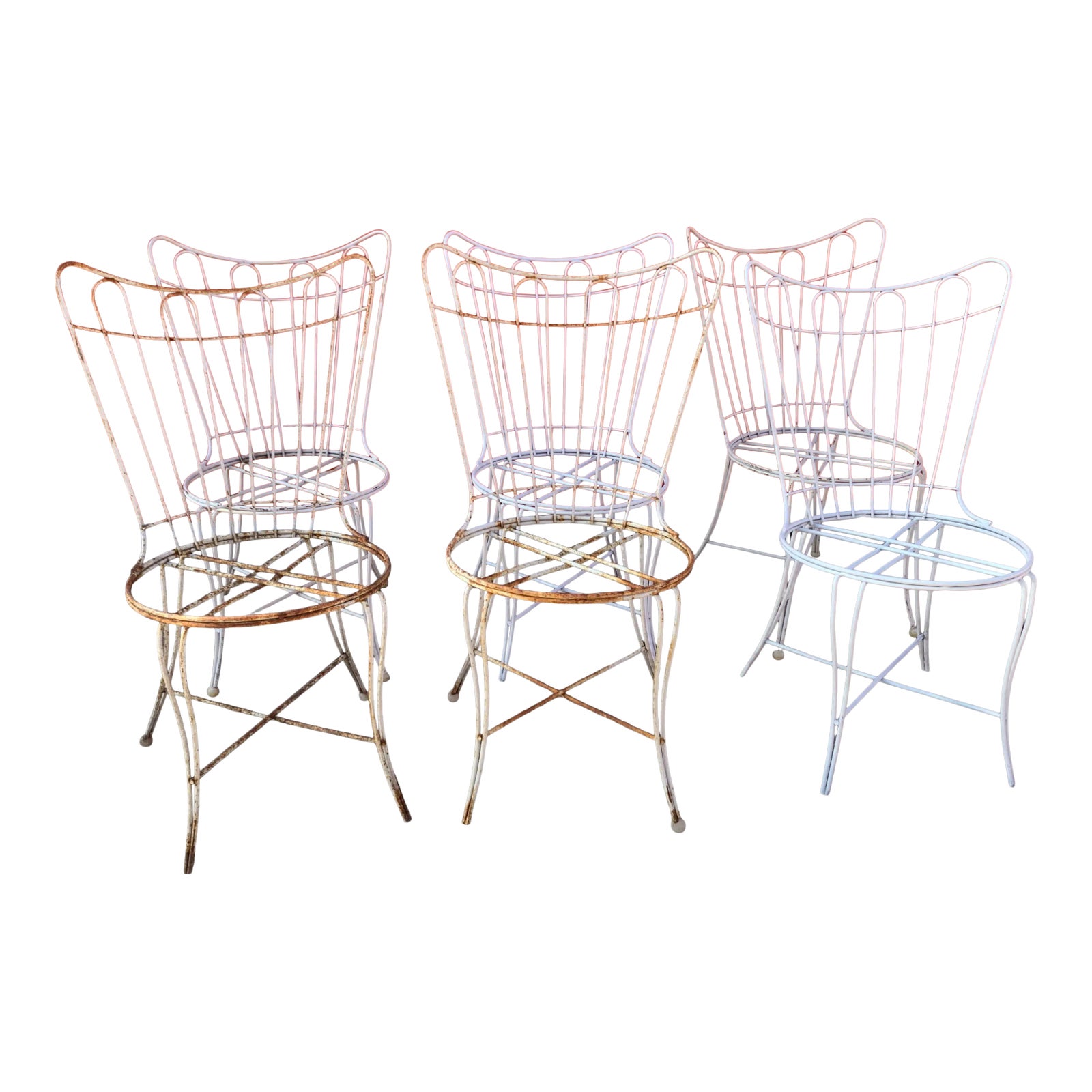 Mid Century Homecrest Wire Patio Dining Chairs - Set of 6 | Chairish