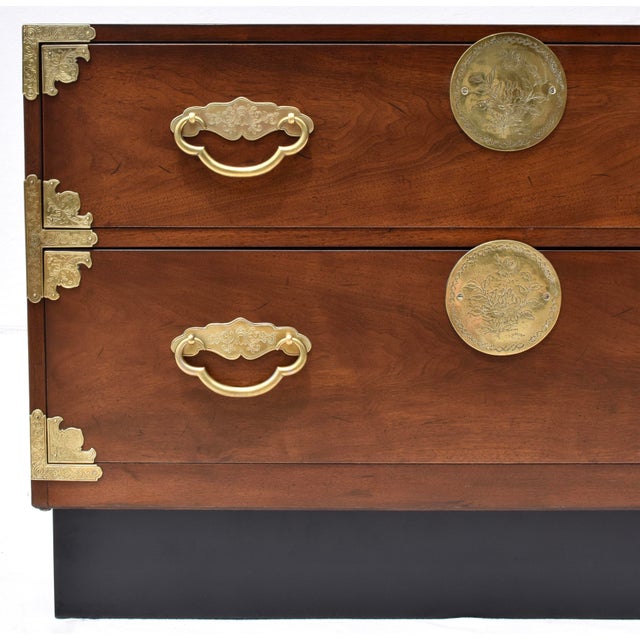 Pair Asian Modern Style Walnut Campaign Chests Henredon, 1970's | Chairish