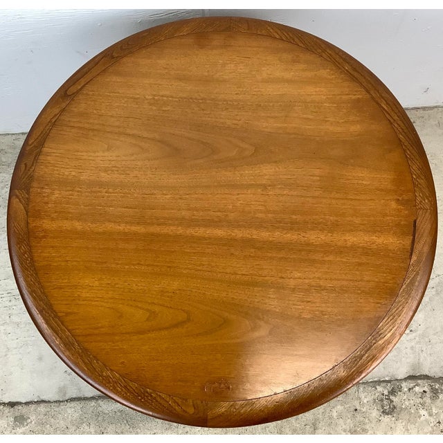 Vintage Modern Round Basketweave End Table by Lane | Chairish